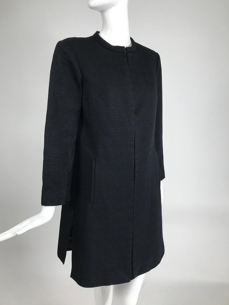 Guy Laroche Paris Collection Black Cloque Coat with Hooks at Front For ...