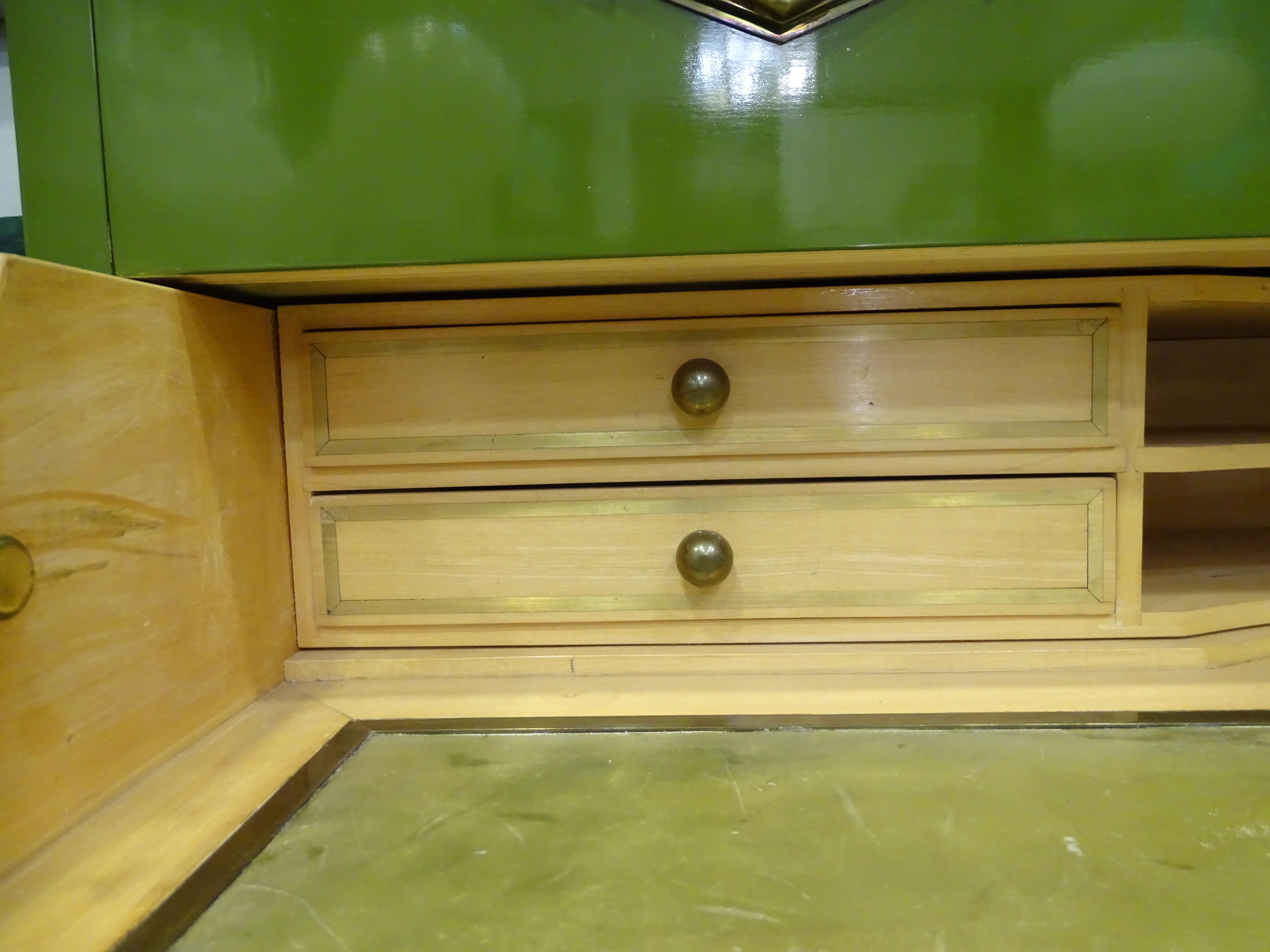 Guy Lefevre 70s Green Chestofdrawers, Secretaire, Lacquer Roche Bobois ...