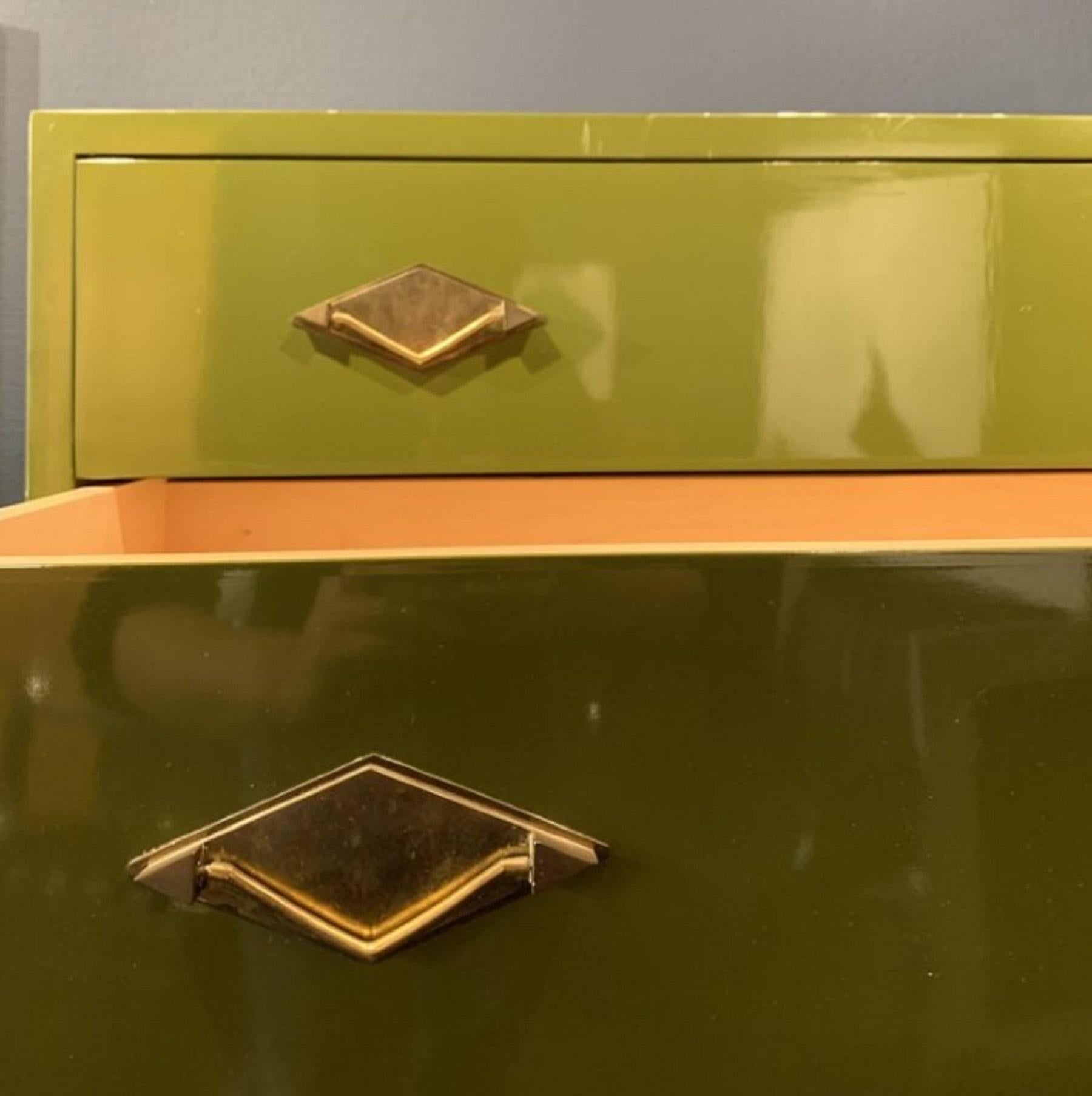 Guy Lefevre 70s Green Chestofdrawers, Secretaire, Lacquer Roche Bobois ...