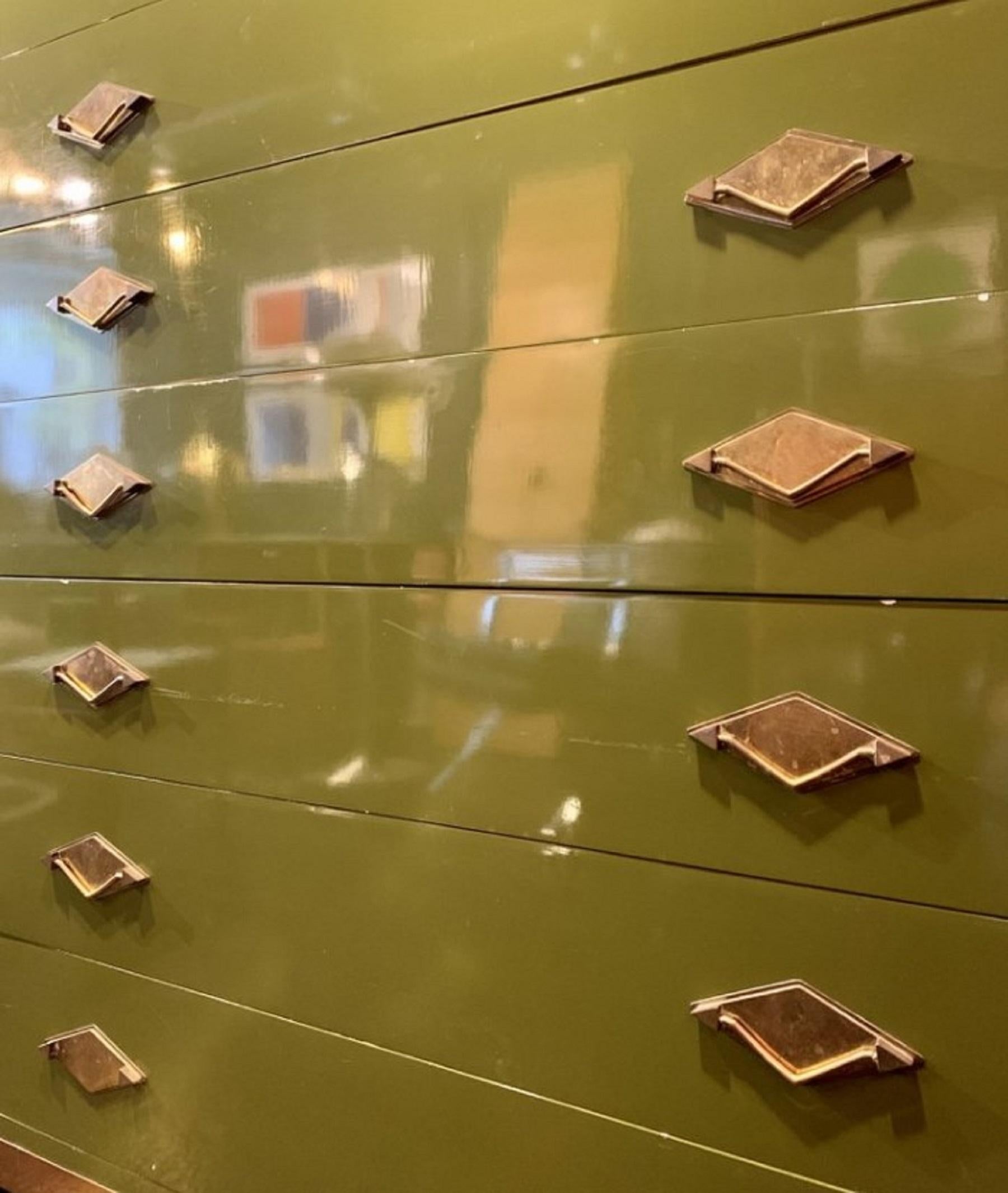 Guy Lefevre 70s Green Chestofdrawers, Secretaire, Lacquer Roche Bobois ...