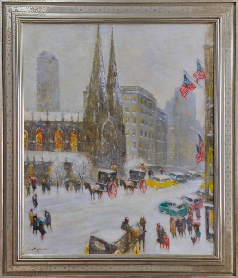 Guy Wiggins - One Winter's Day, American Impressionist New York City ...