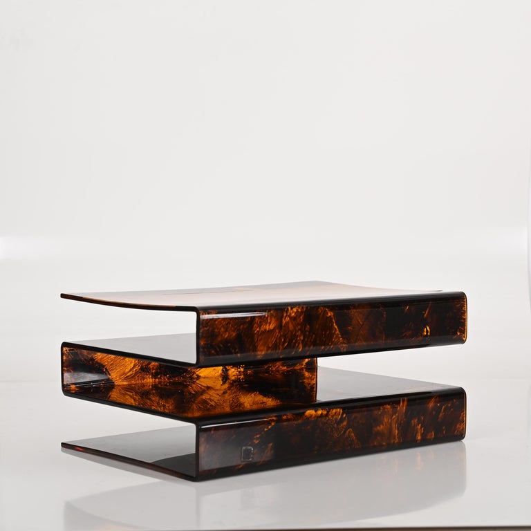 Guzzini Midcentury Faux Tortoiseshell Plexiglass and Briar Magazine ...
