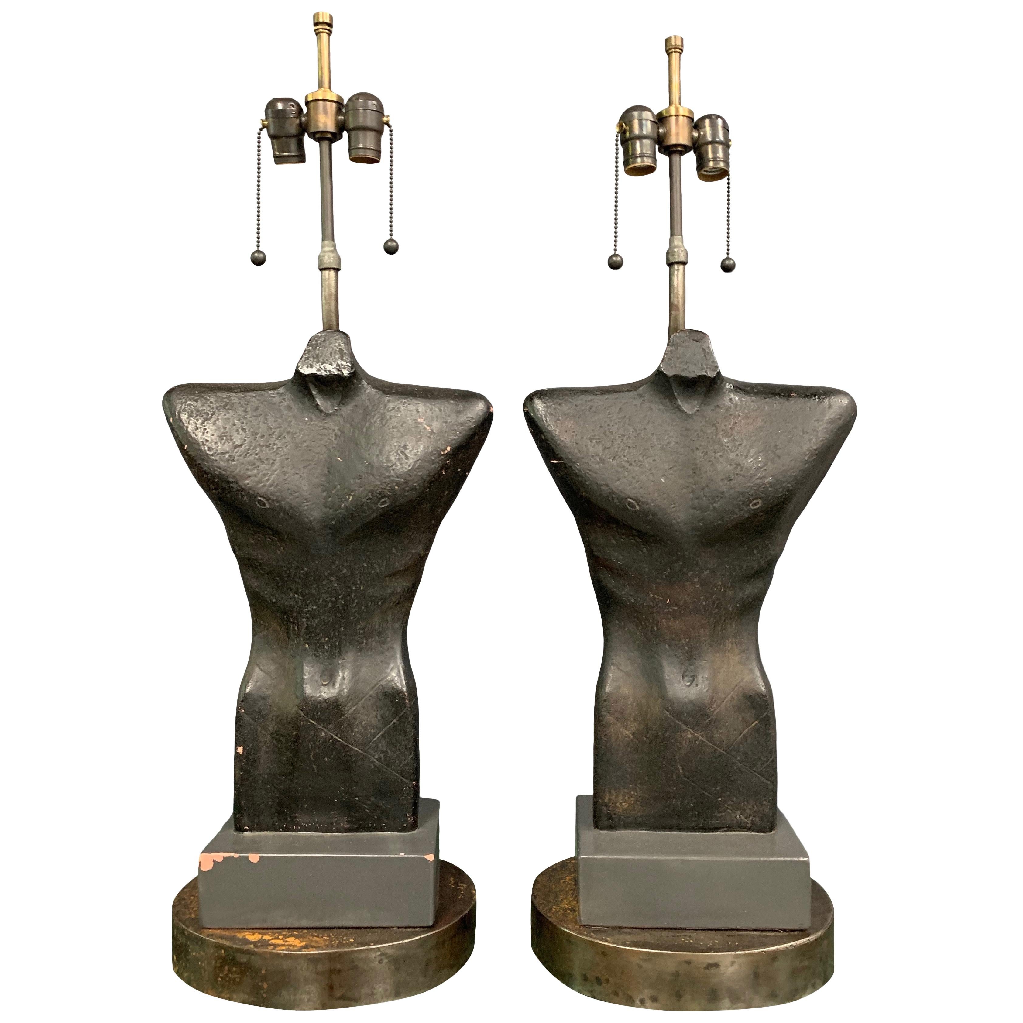 Polished Aluminum Male Torso Lamp at 1stdibs