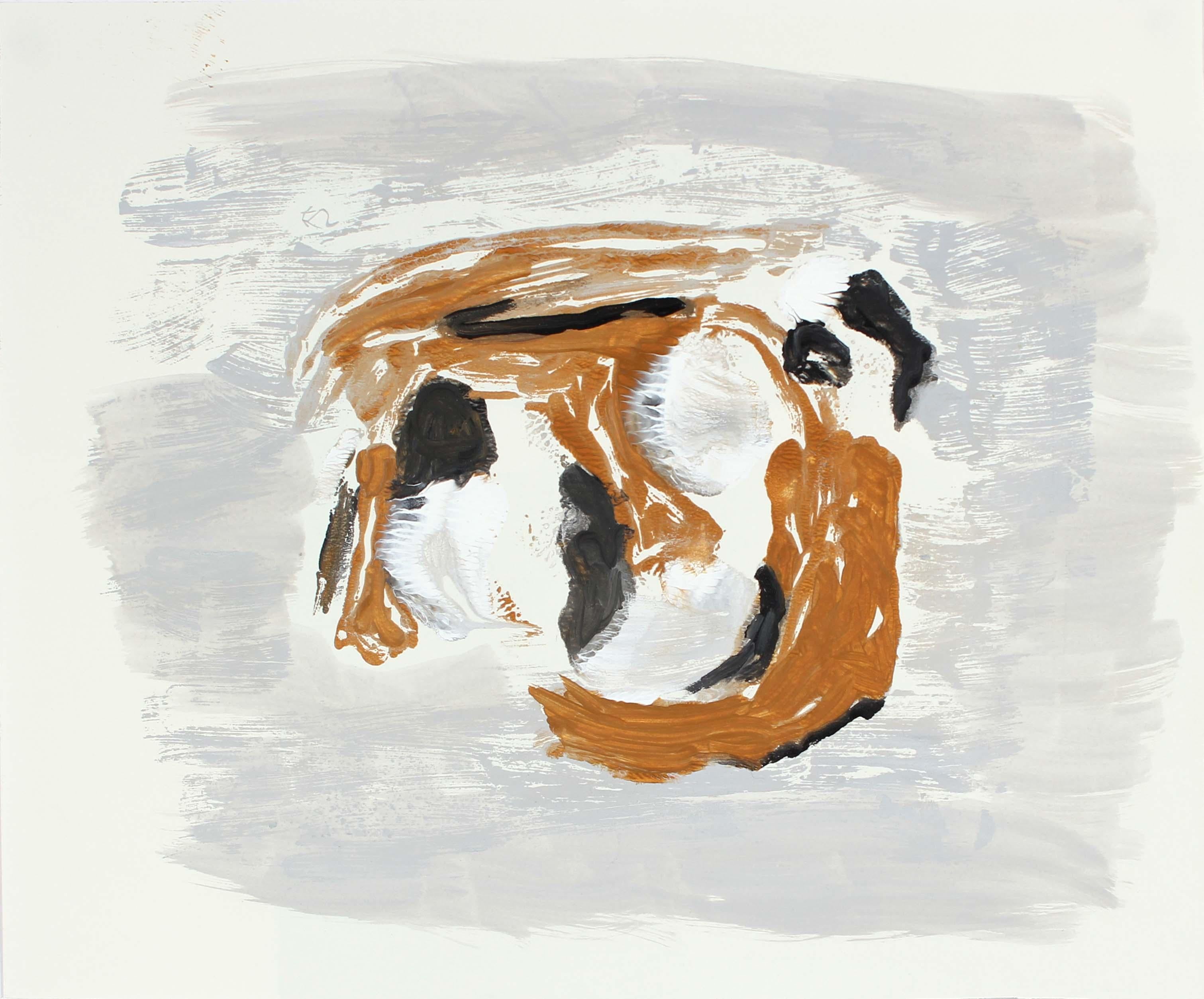 Gwen Stone - Abstract Monotype in Mustard Yellow and Black For Sale at ...