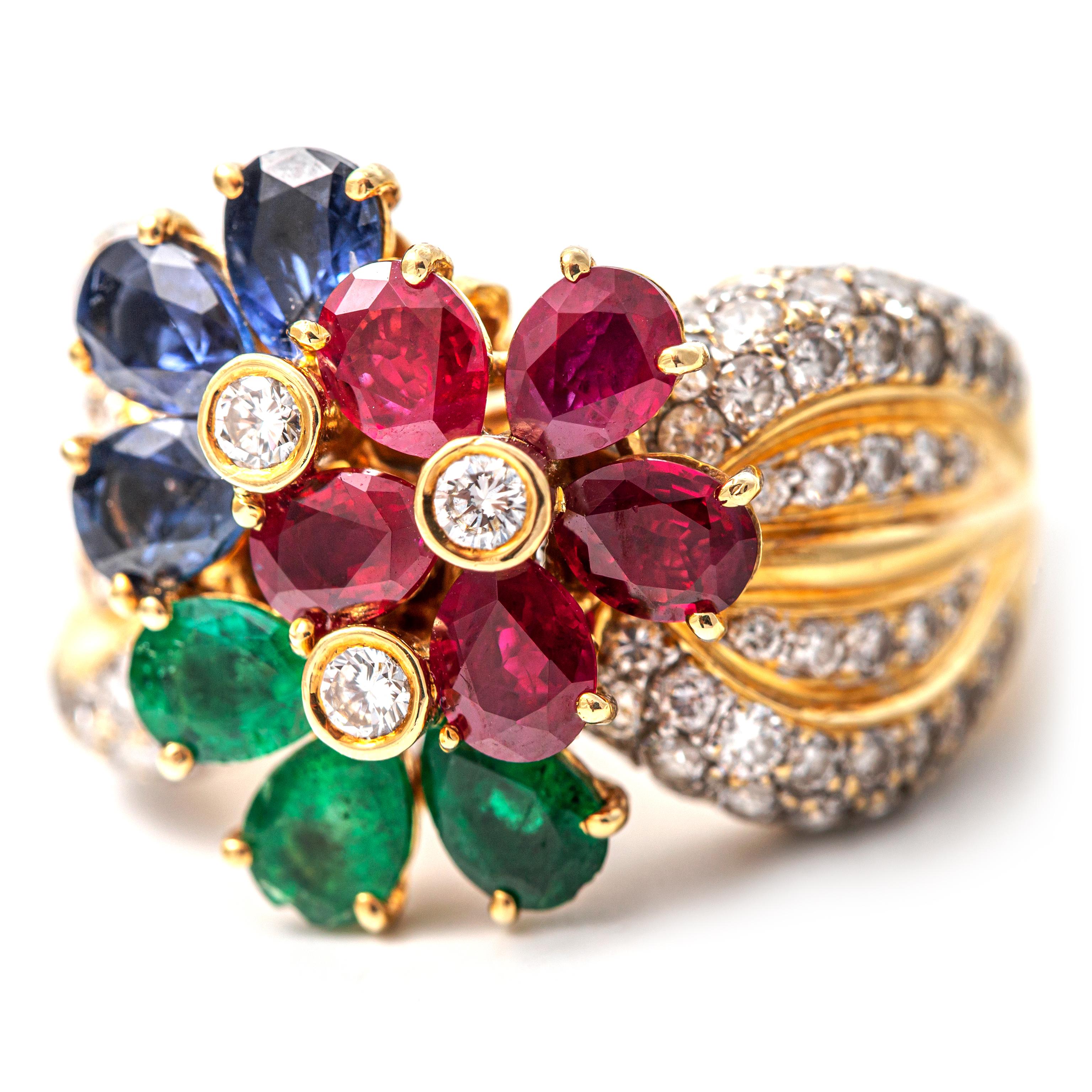 GWlab Certified 6.45ct Yellow Gold Multiple Gems Ring For Sale at 1stDibs