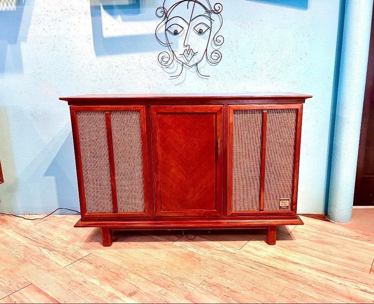 gws221 mid century modern stereo console cabinet record player ...