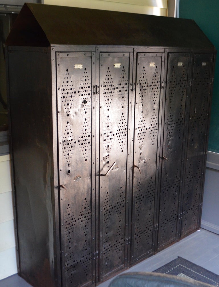 Gym Locker of Vintage Industrial Black Steel from GM Factory, Detroit ...