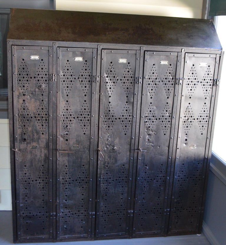 Gym Locker of Vintage Industrial Black Steel from GM Factory, Detroit ...