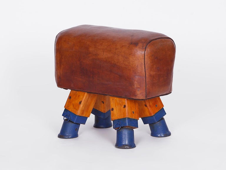 Gymnastic Vintage Czech Leather Gym Stool Bench Pommel Horse, 1930s For ...