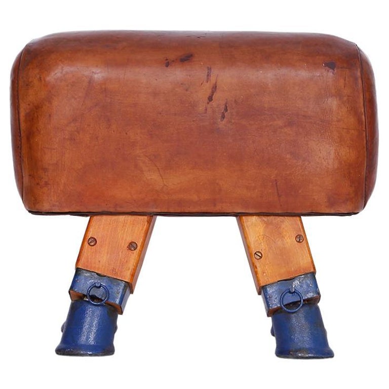 Gymnastic Vintage Czech Leather Gym Stool Bench Pommel Horse, 1930s For ...