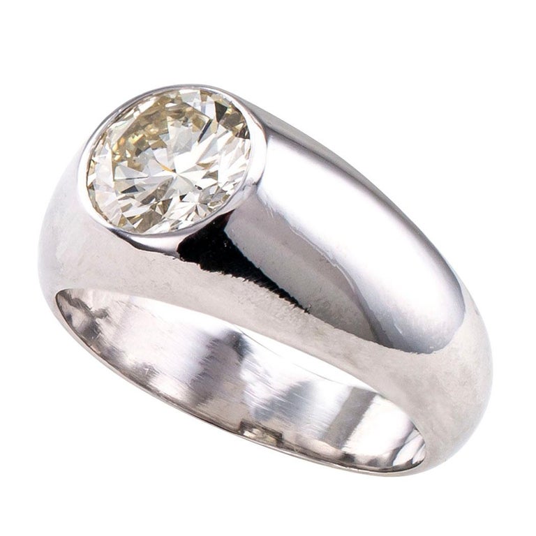 Gypsy Set 1.82 Carat Diamond Platinum Gentleman’s Ring at 1stDibs ...