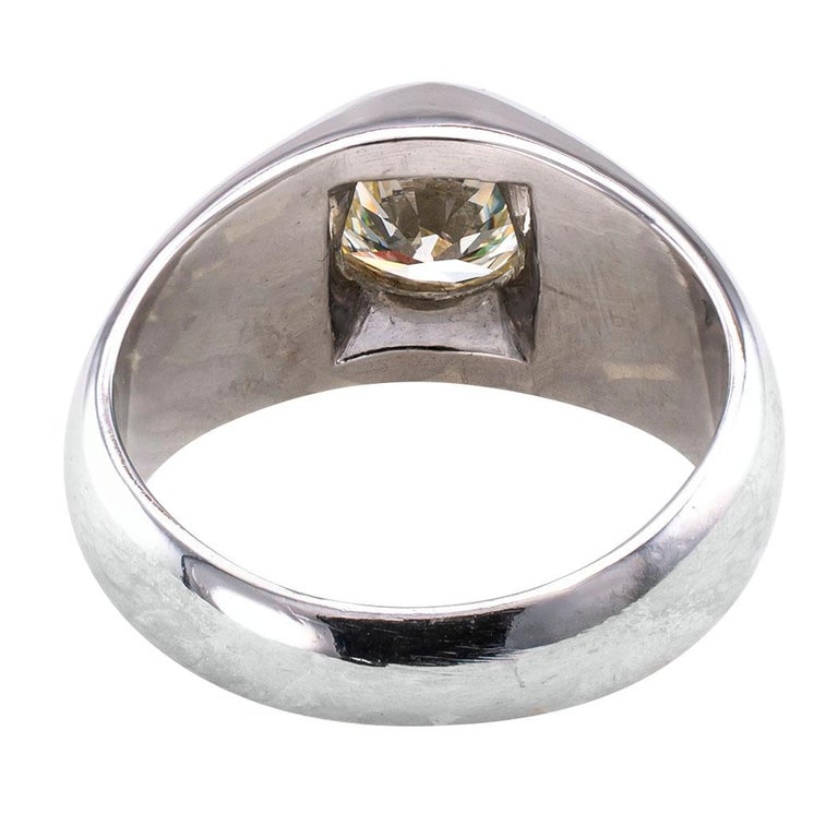 Gypsy Set 1.82 Carat Diamond Platinum Gentleman’s Ring at 1stDibs ...