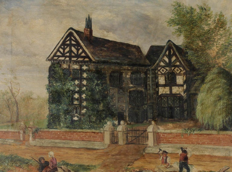 H. A. Whittle - H. A. Whittle - Folk Art 1856 Oil, Tudor Manor House ...