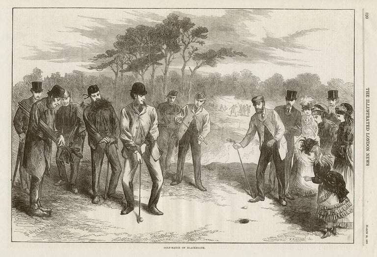 H Harral after F Gilbert - Golf Match on Blackheath, antique sport wood ...