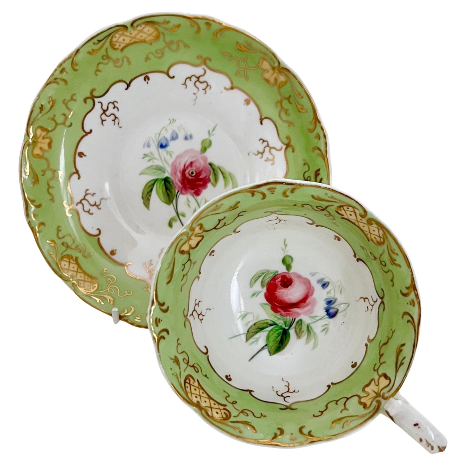 H&R Daniel Teacup Trio, White, Floral, Etruscan Shape, Regency circa ...