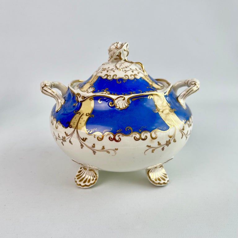 H and R Daniel Porcelain Teapot Set, Royal Blue and Gilt, Rococo ...