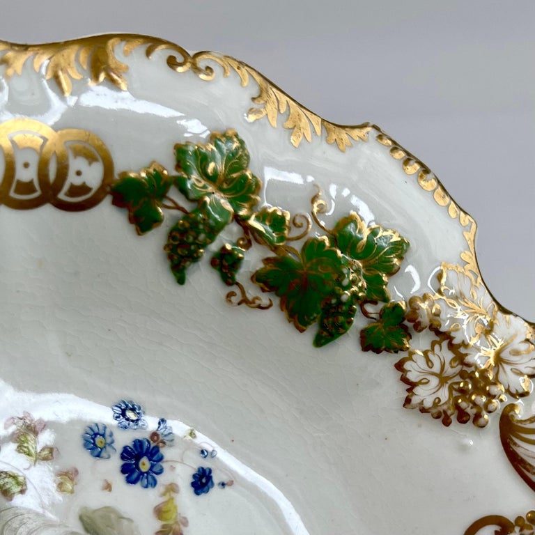 H and R Daniel Shell Dish, Shrewsbury Shape, Red Ranunculus, Regency Ca ...