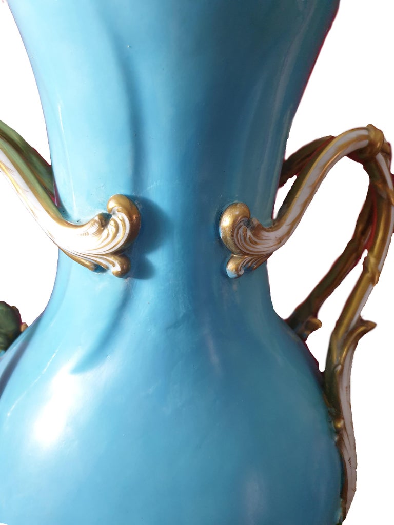 H and R Daniel Turquoise Vase 19th Century English Centre Piece With ...