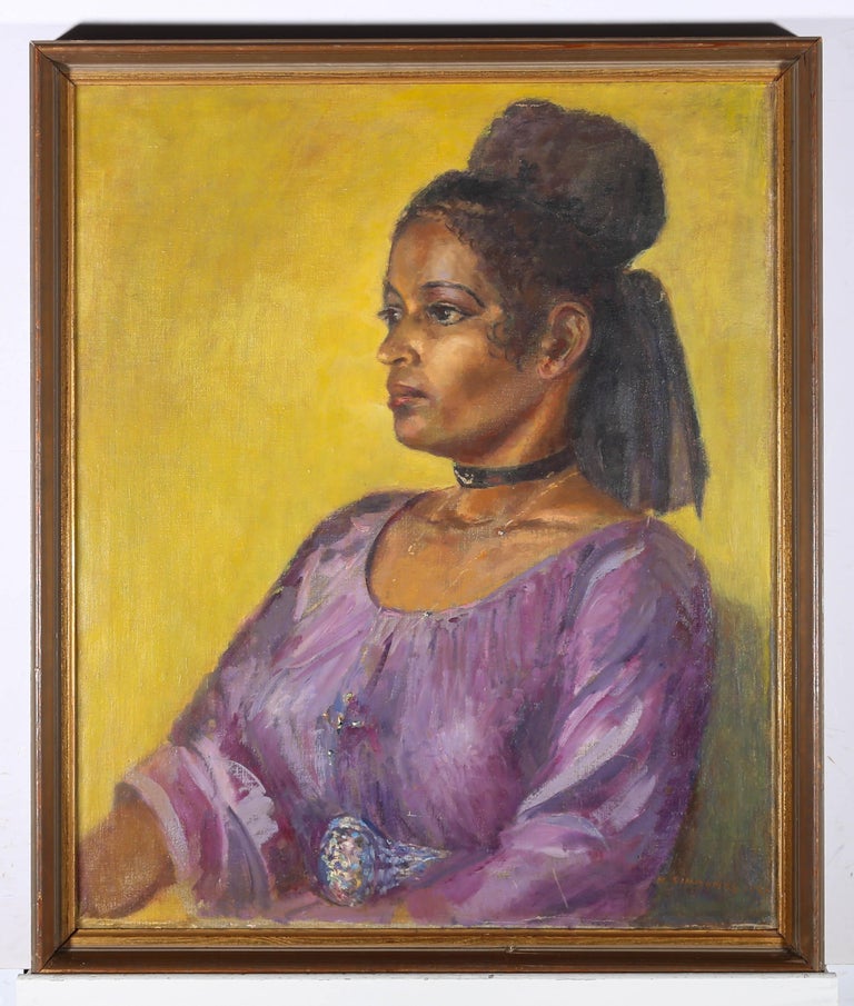 H. Simmonds - H. Simmonds - 1975 Oil, Lady In Lilac For Sale at 1stDibs