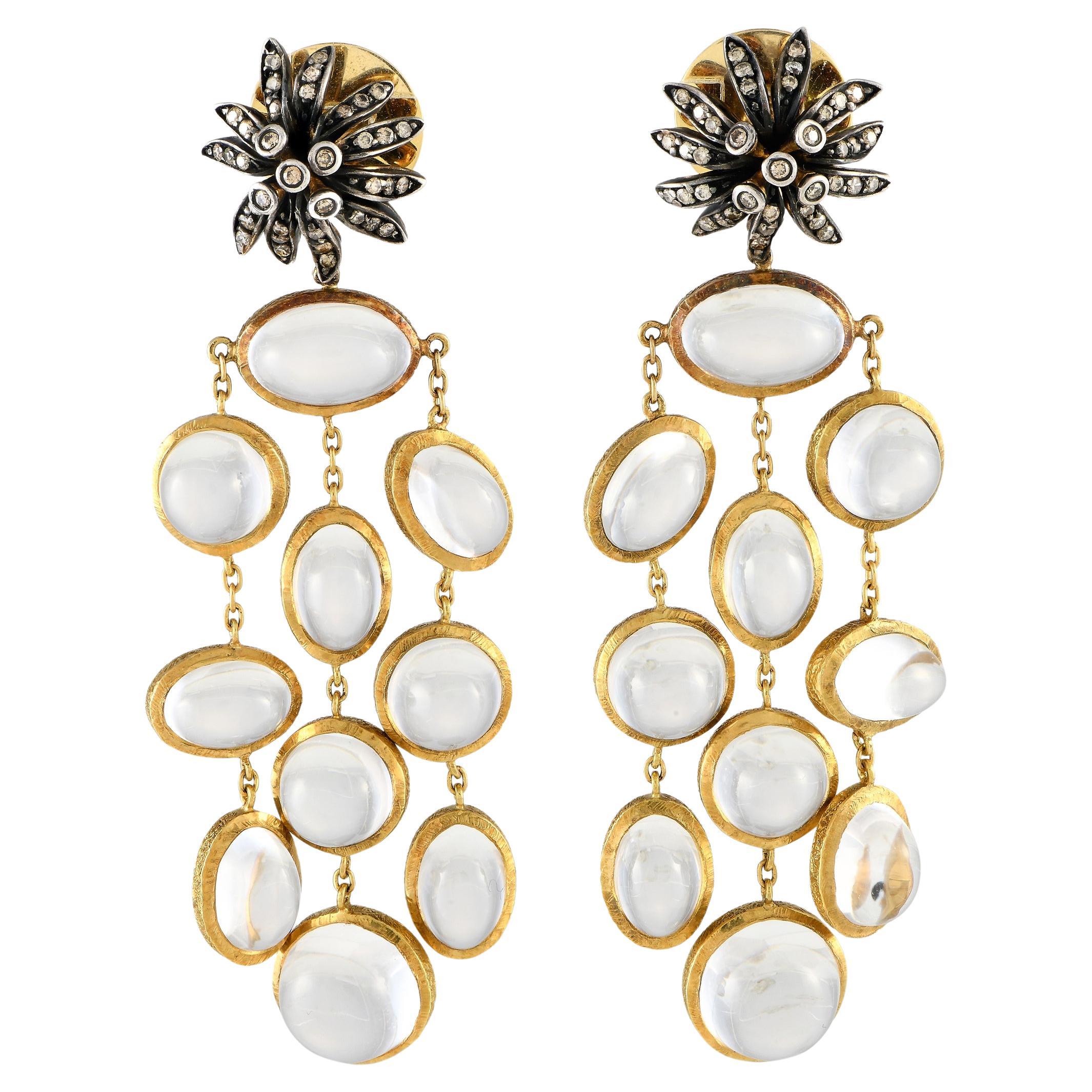 H. Stern 18K Yellow Gold 0.50ct Diamond and Rock Crystal Earrings For ...