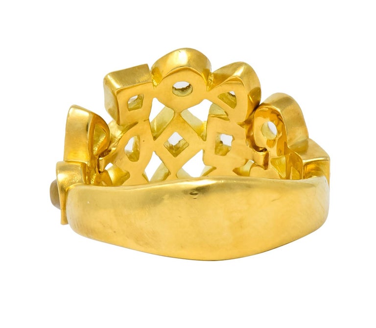 H. Stern 1970 Vintage Rock Crystal 18 Karat Gold Fashion Band Ring For ...