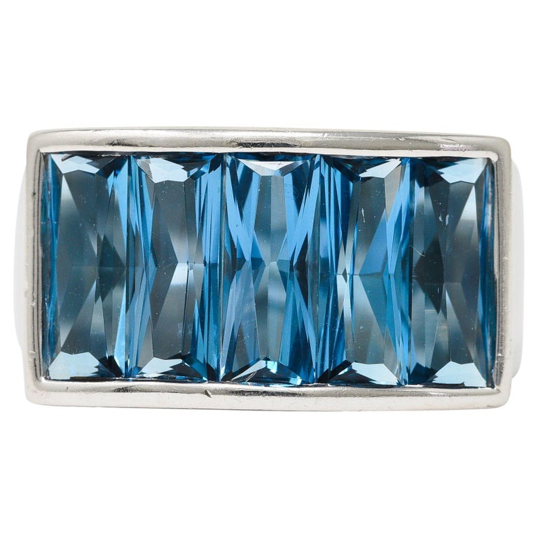 H. Stern 5.00 Carats French Cut Topaz 18 Karat White Gold Channel Band ...