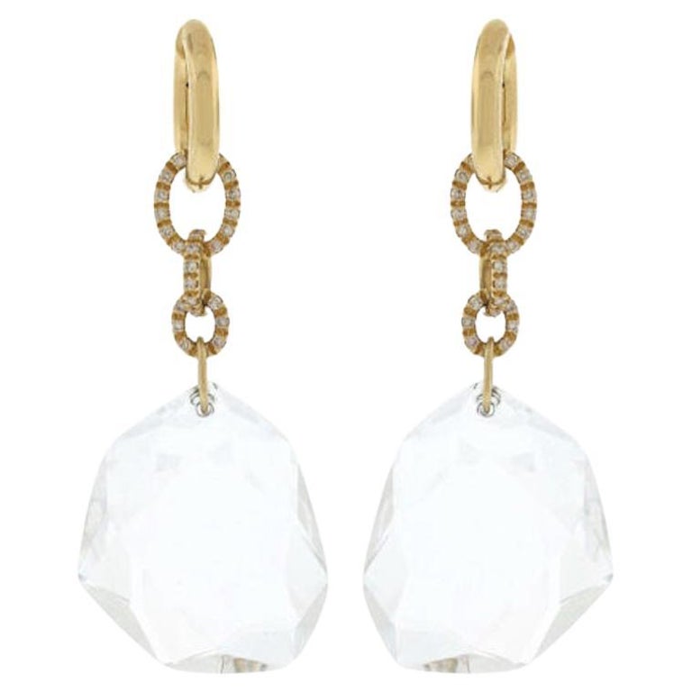 H. Stern and DVF Rock Crystal Diamond Dangle Earrings For Sale at 1stDibs