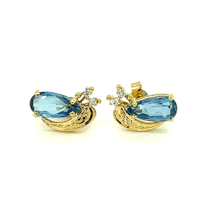 H. Stern Aquamarine and Diamond Earrings in 18K Yellow Gold at 1stDibs