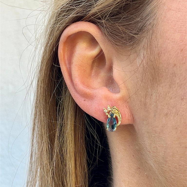 H. Stern Aquamarine and Diamond Earrings in 18K Yellow Gold at 1stDibs