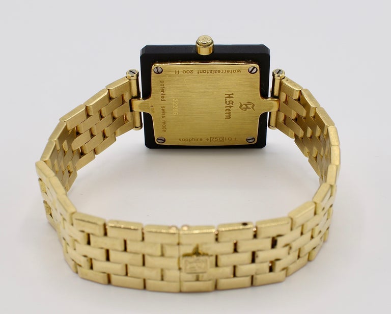 H. Stern Classic 18 Karat Yellow Gold Blue Sapphire and Diamond Dress ...