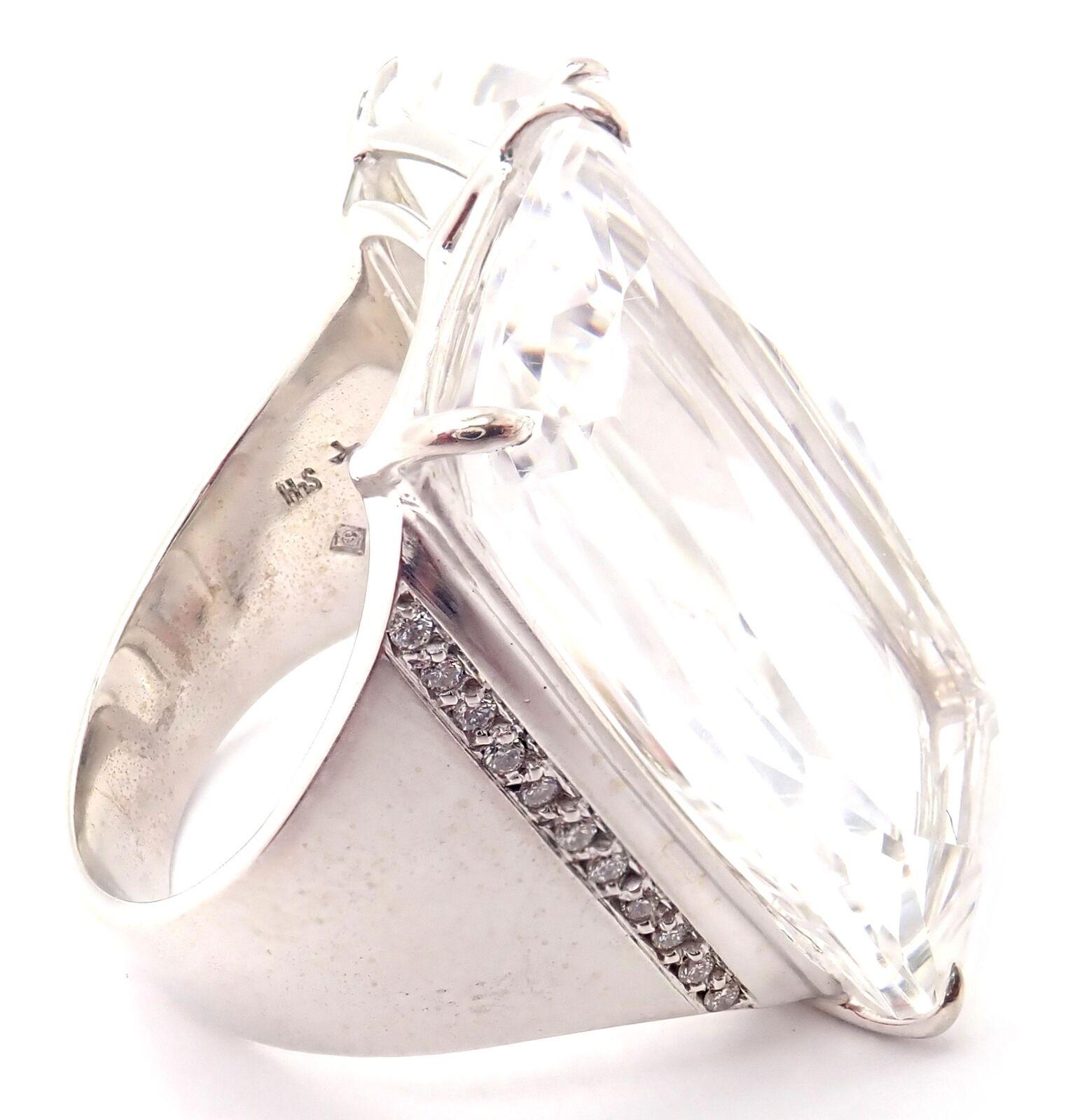 H. Stern Cobblestone Diamond Large Rock Crystal White Gold Ring For Sale at 1stDibs