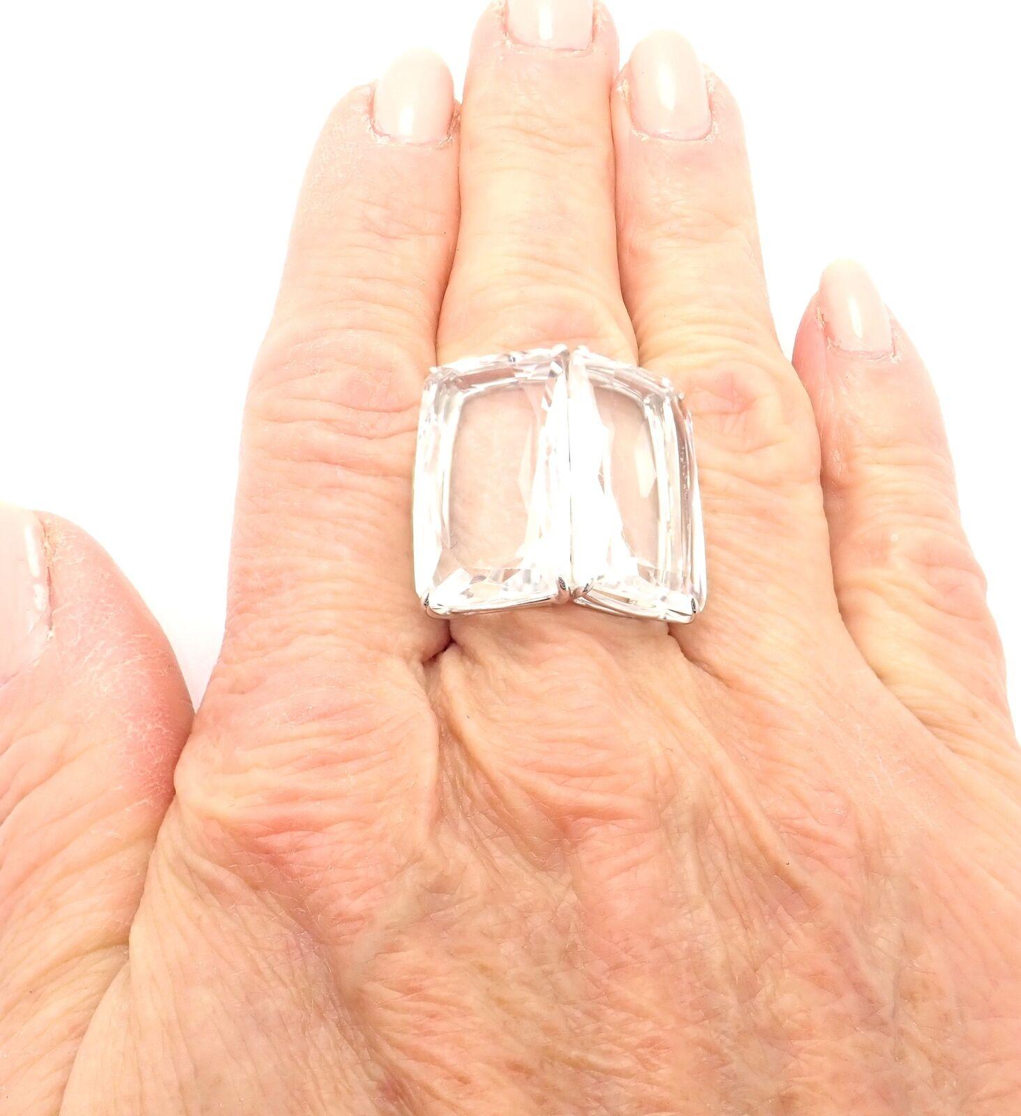 H. Stern Cobblestone Diamond Large Rock Crystal White Gold Ring For Sale at 1stDibs