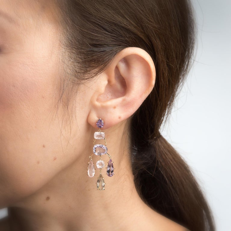 H Stern Cobblestone Earrings Amethyst Rose Quartz 18 Karat Yellow Gold ...