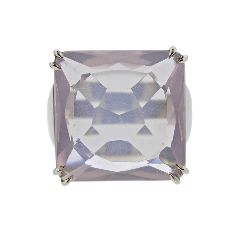 H Stern Cobblestone Rose Quartz Diamond Gold Ring at 1stDibs