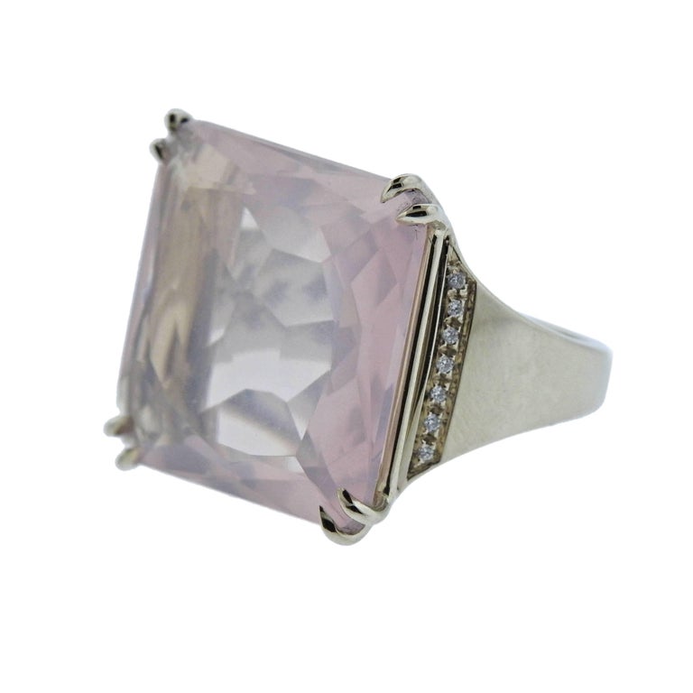 H Stern Cobblestone Rose Quartz Diamond Gold Ring at 1stDibs