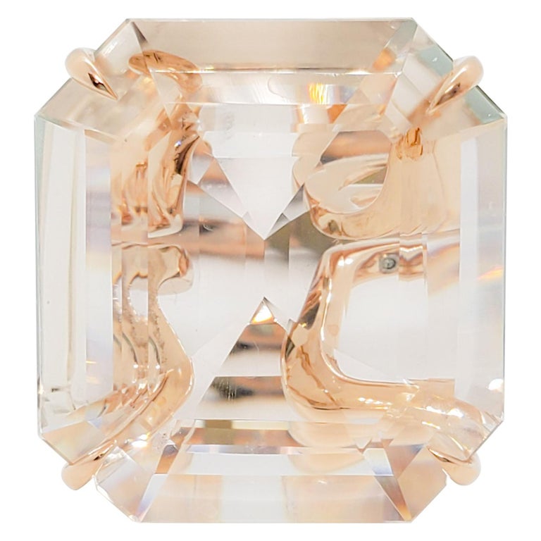 H. Stern Crystal Emerald Cut octagon and White Diamond Round Ring in 18 ...
