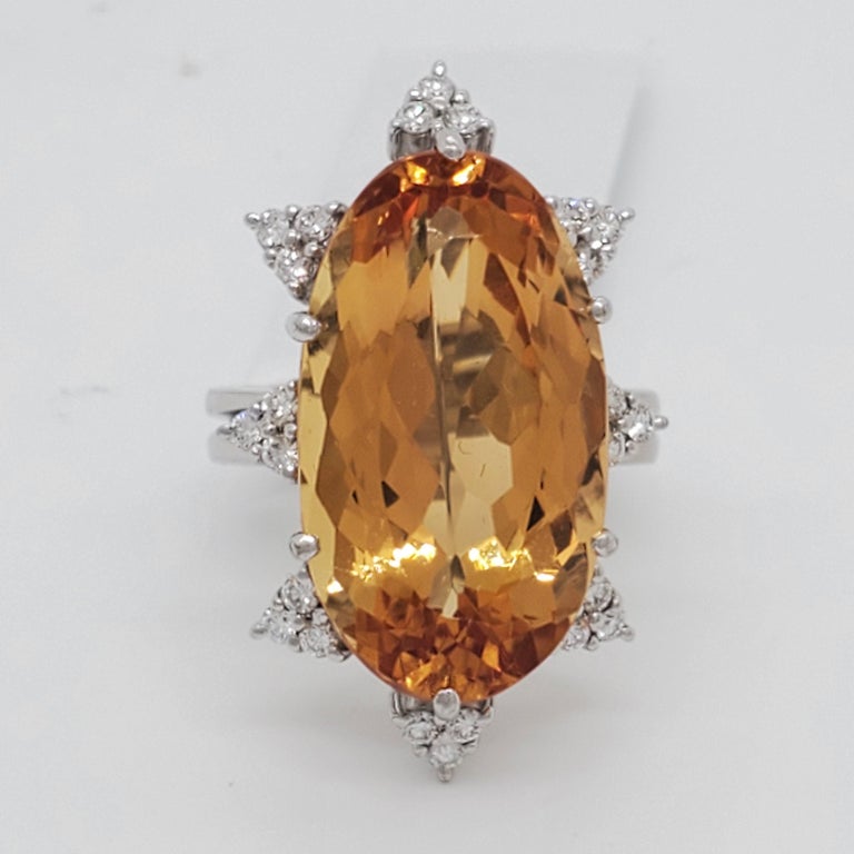 H. Stern Imperial Topaz and White Diamond Cocktail ring in 18k White ...