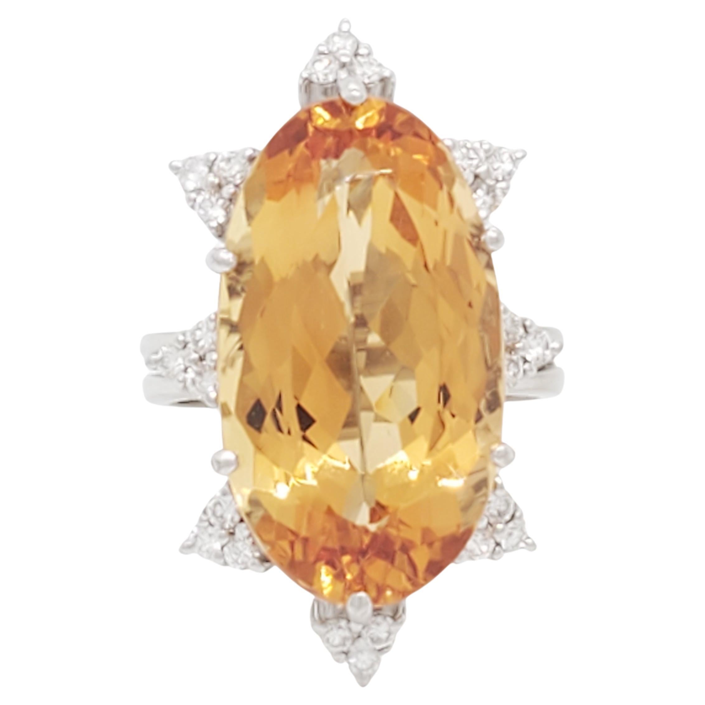 Imperial Topaz and Diamond Ring in 18 Karat Yellow and White Gold For ...