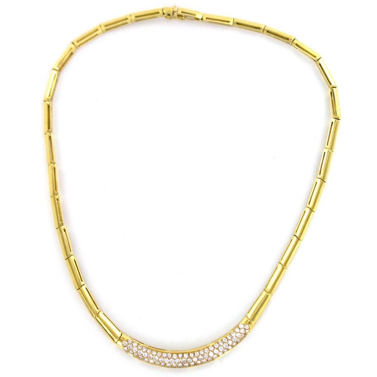 H. Stern Pave Diamond 18 Karat Yellow Gold Link Necklace at 1stDibs