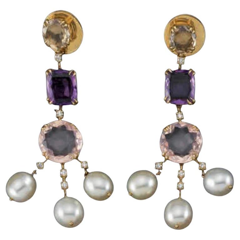 H Stern Primavera Earrings with Coloured Gems and Cultivates Pearls For ...