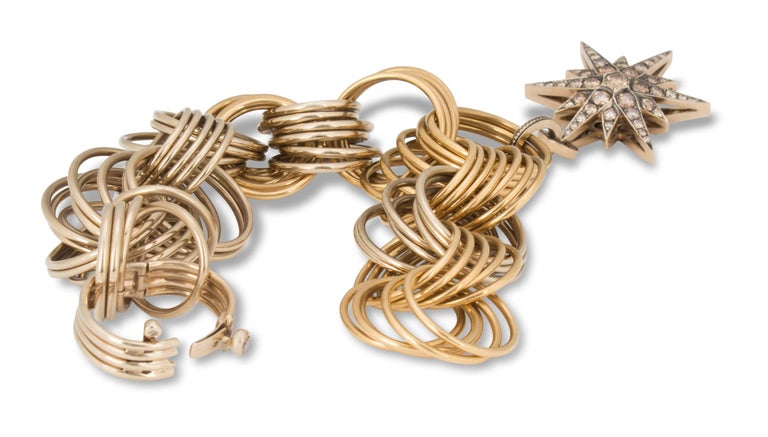 H. Stern Two-Tone Gold Ring Bracelet with Star Collection Pendant at ...