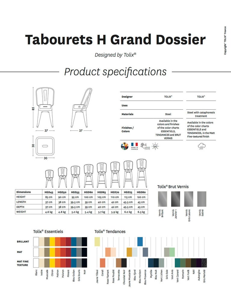 Customizable HGD Stool 55 with High Back in Essential Colors by Tolix ...