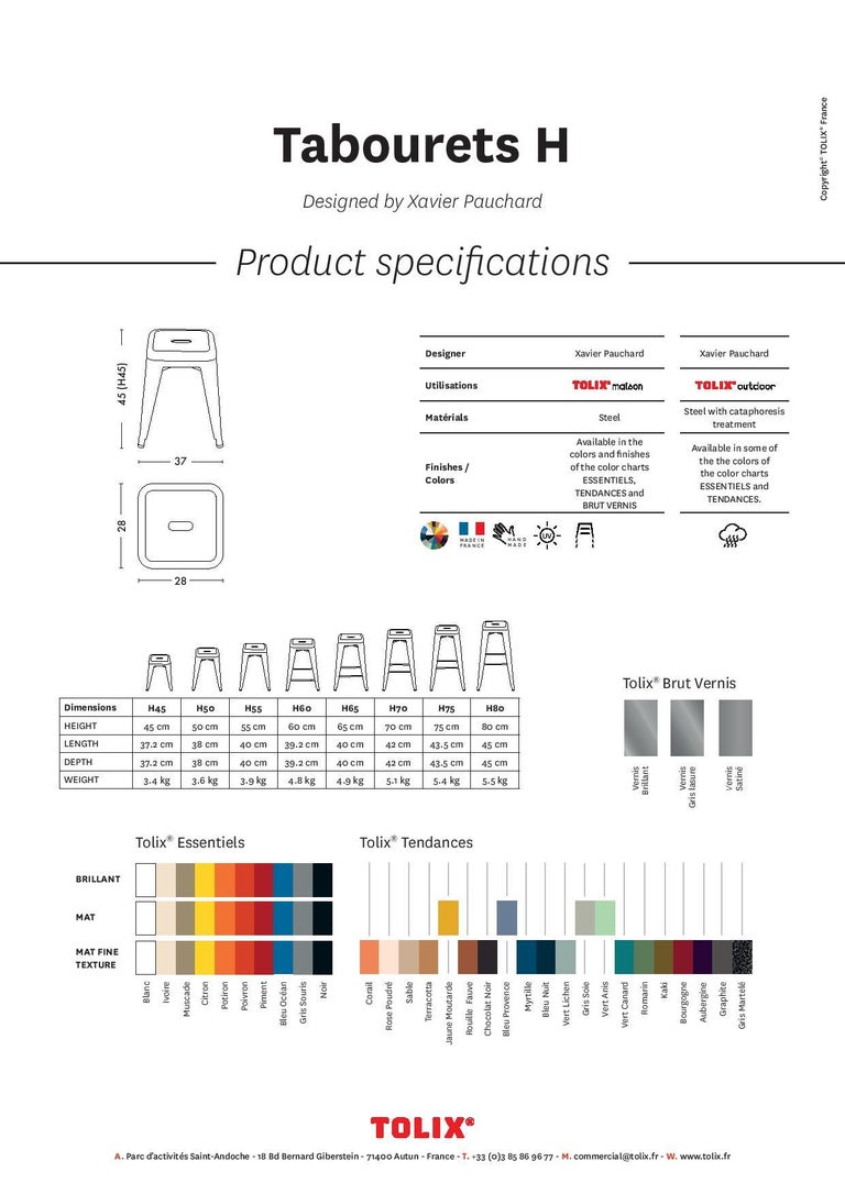 H75 Stool Outdoor in Chili Pepper by Xavier Pauchard and Tolix, US For Sale at 1stDibs