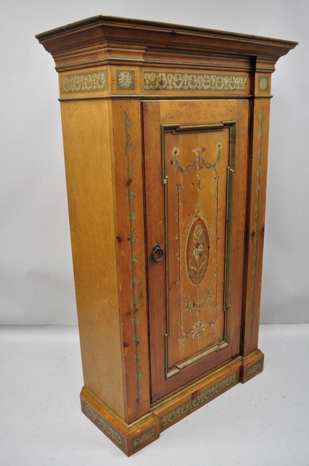 Habersham French Adams Style Paint Decorated Storage Cabinet Cupboard ...
