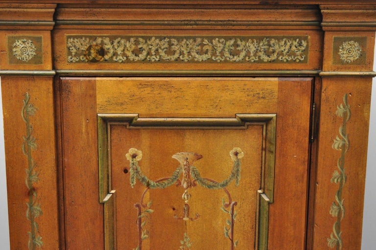 Habersham French Adams Style Paint Decorated Storage Cabinet Cupboard ...