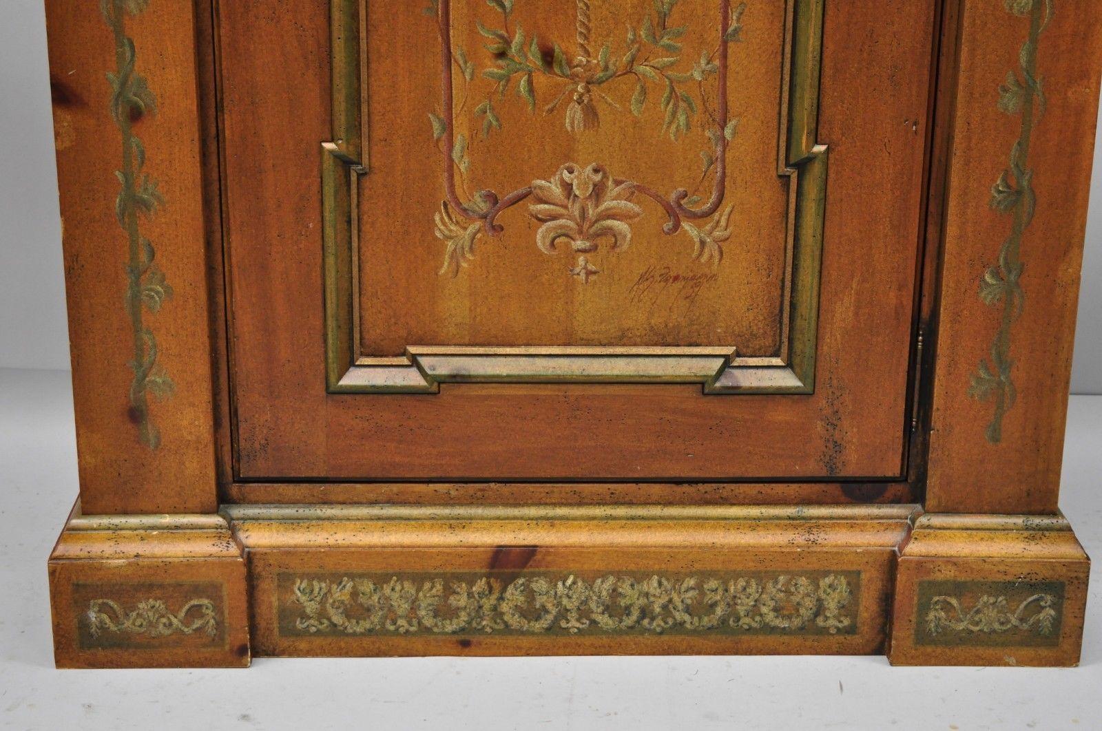 Habersham French Adams Style Paint Decorated Storage Cabinet Cupboard ...