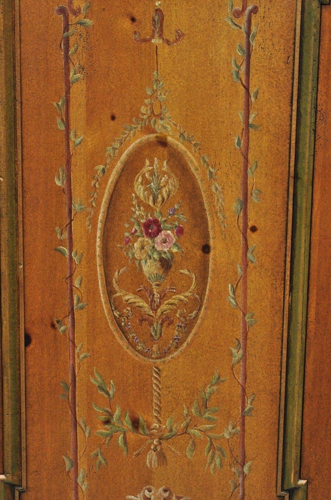 Habersham French Adams Style Paint Decorated Storage Cabinet Cupboard ...