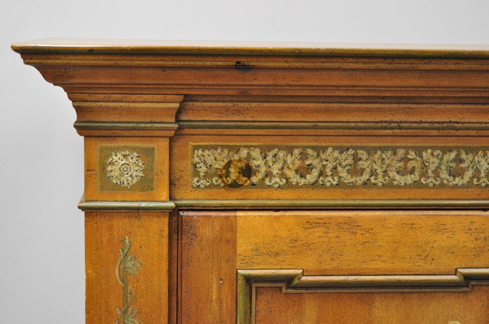 Habersham French Adams Style Paint Decorated Storage Cabinet Cupboard ...