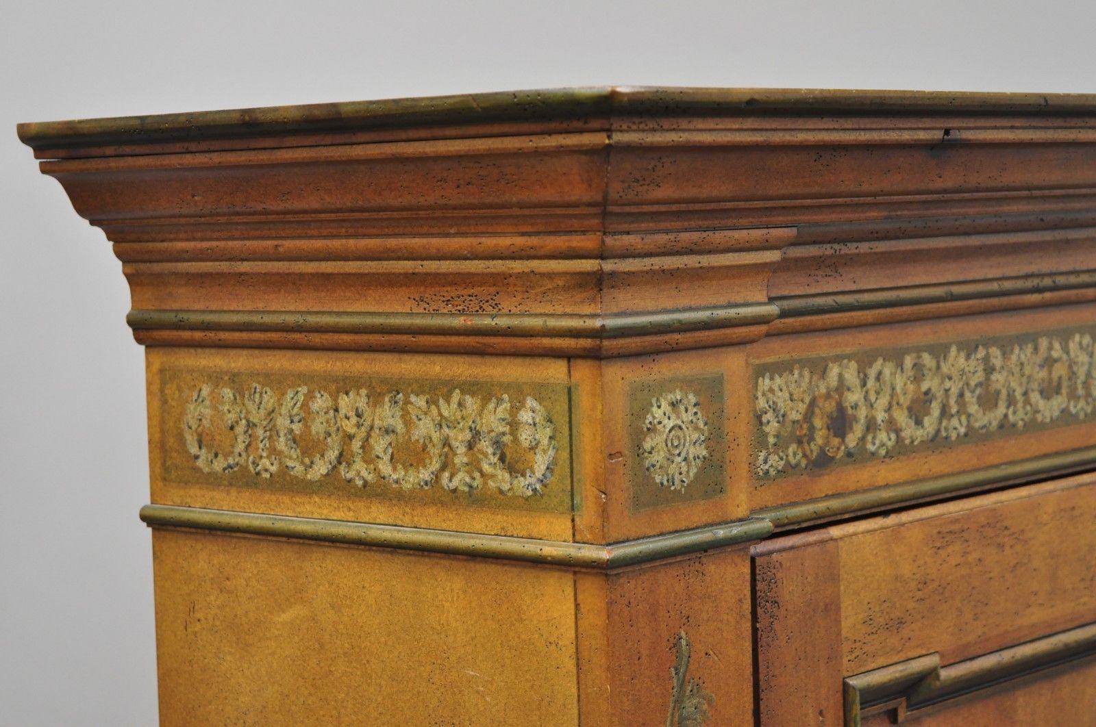 Habersham French Adams Style Paint Decorated Storage Cabinet Cupboard ...