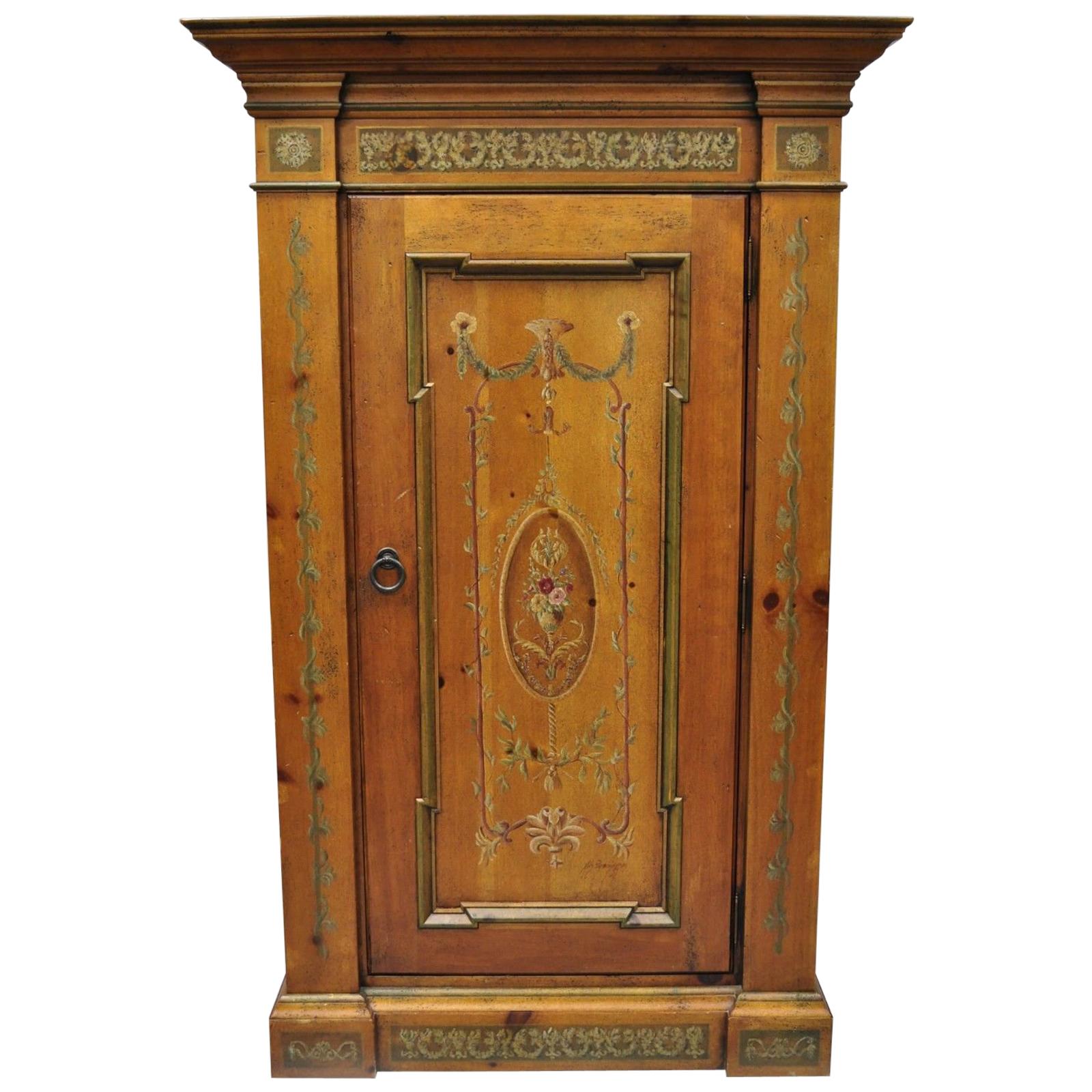 Habersham French Adams Style Paint Decorated Storage Cabinet Cupboard ...